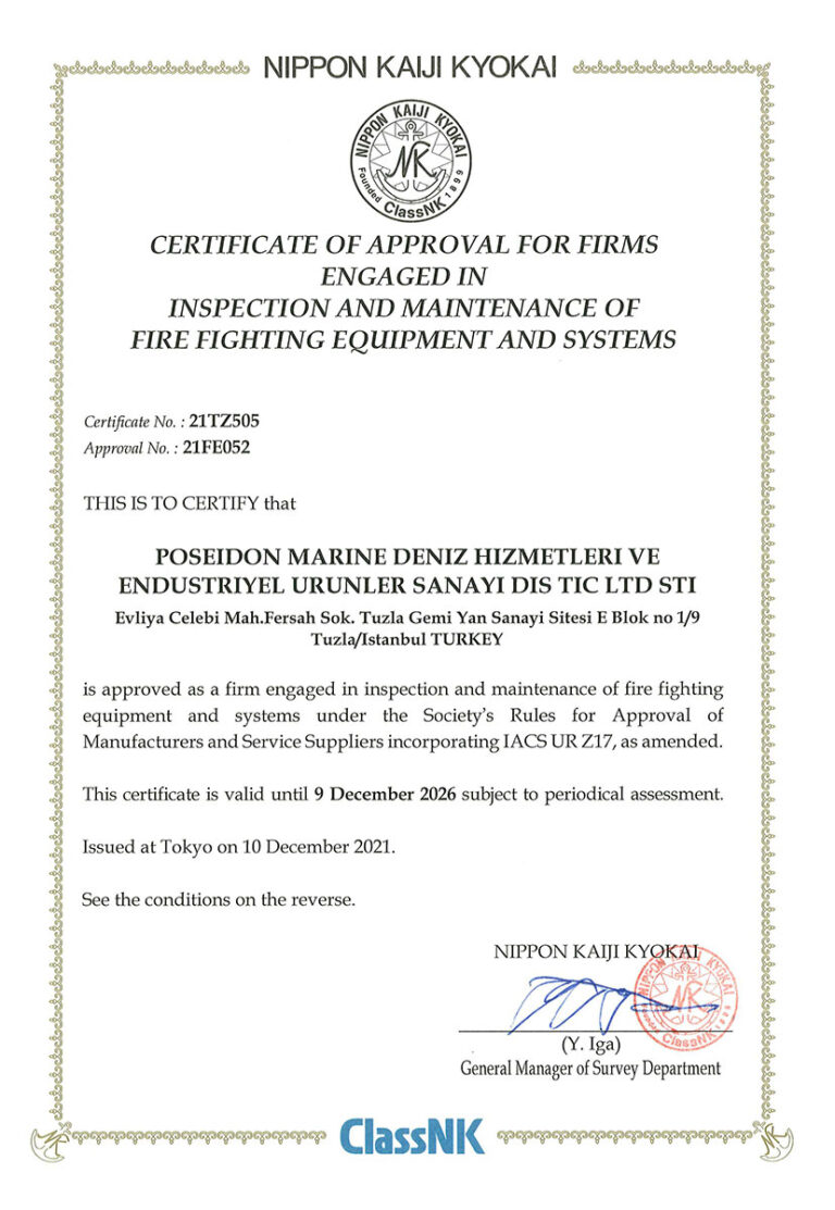 Class Certifications – Poseidon Marine