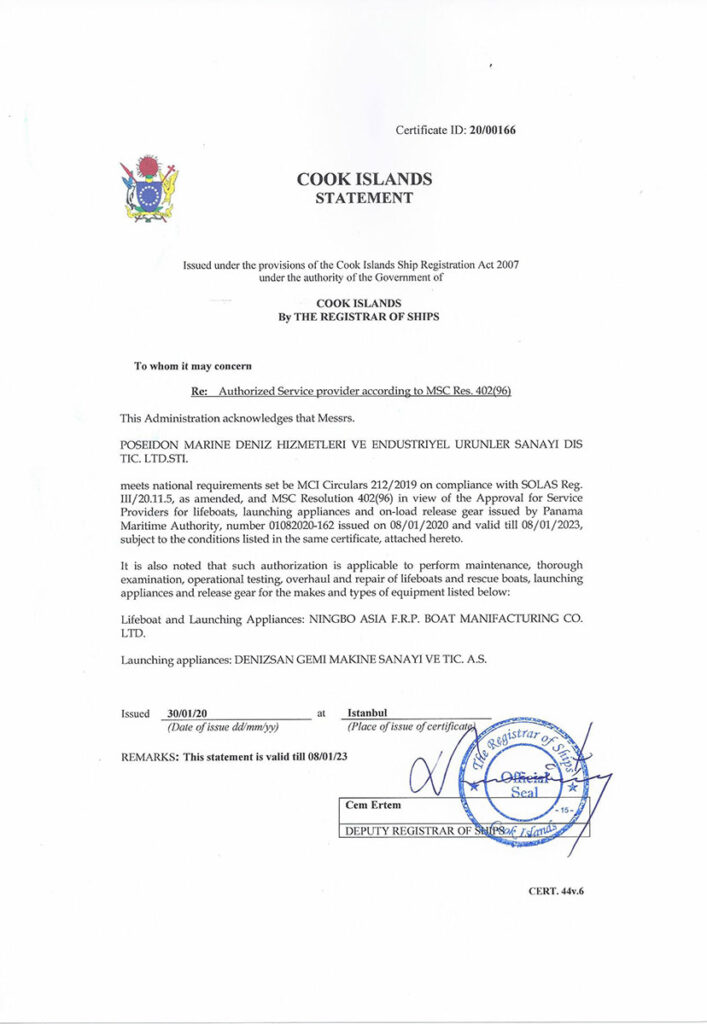 Flag Authority’s – Poseidon Marine