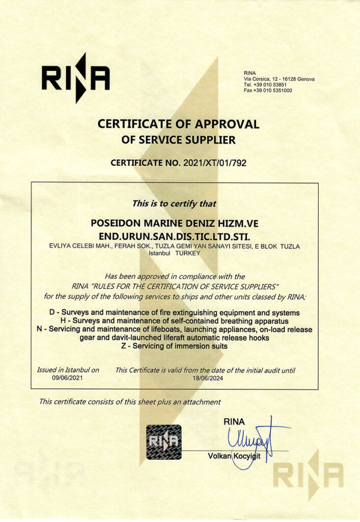 Class Sertifikaları – Poseidon Marine