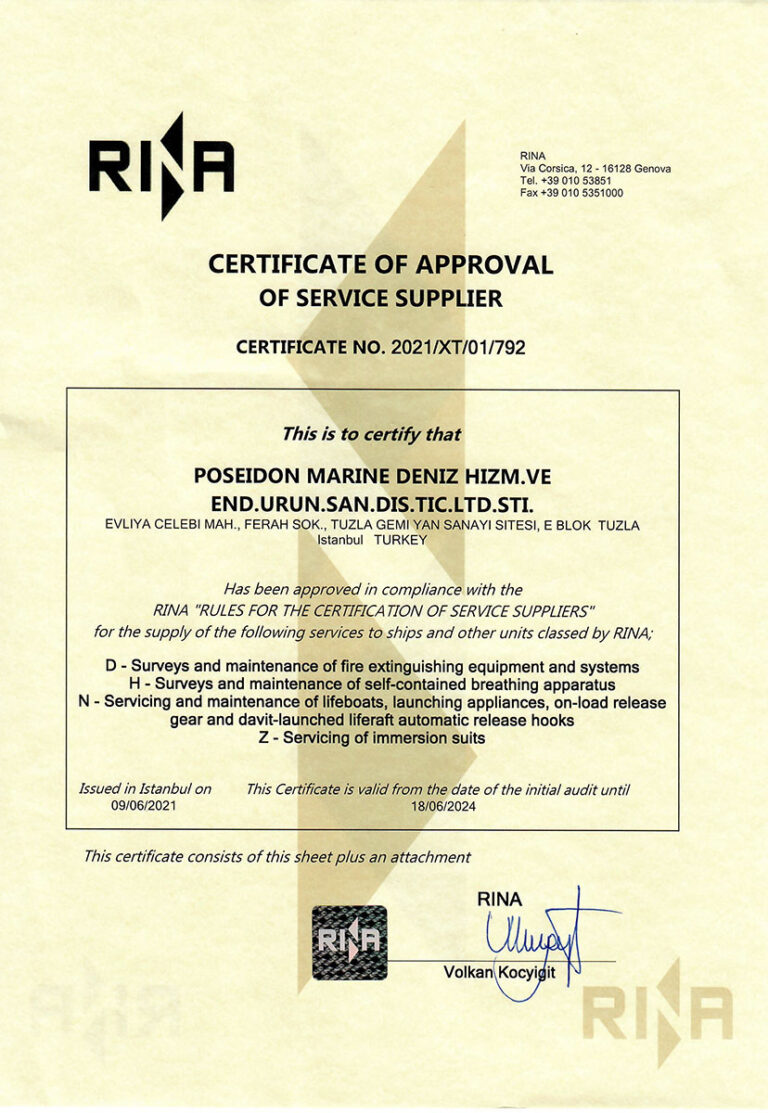 Class Certifications – Poseidon Marine